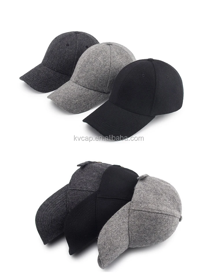 Custom Casquette 6 Panel Blank Wool Felt Winter Cap