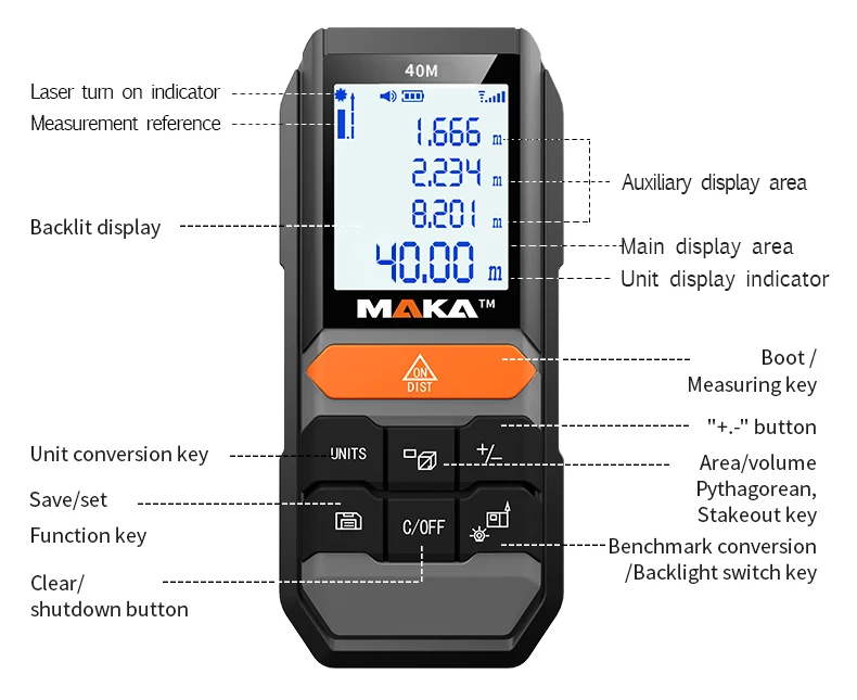 40m Novo Design Digital Medida Medidor De Distância A Laser Para ...