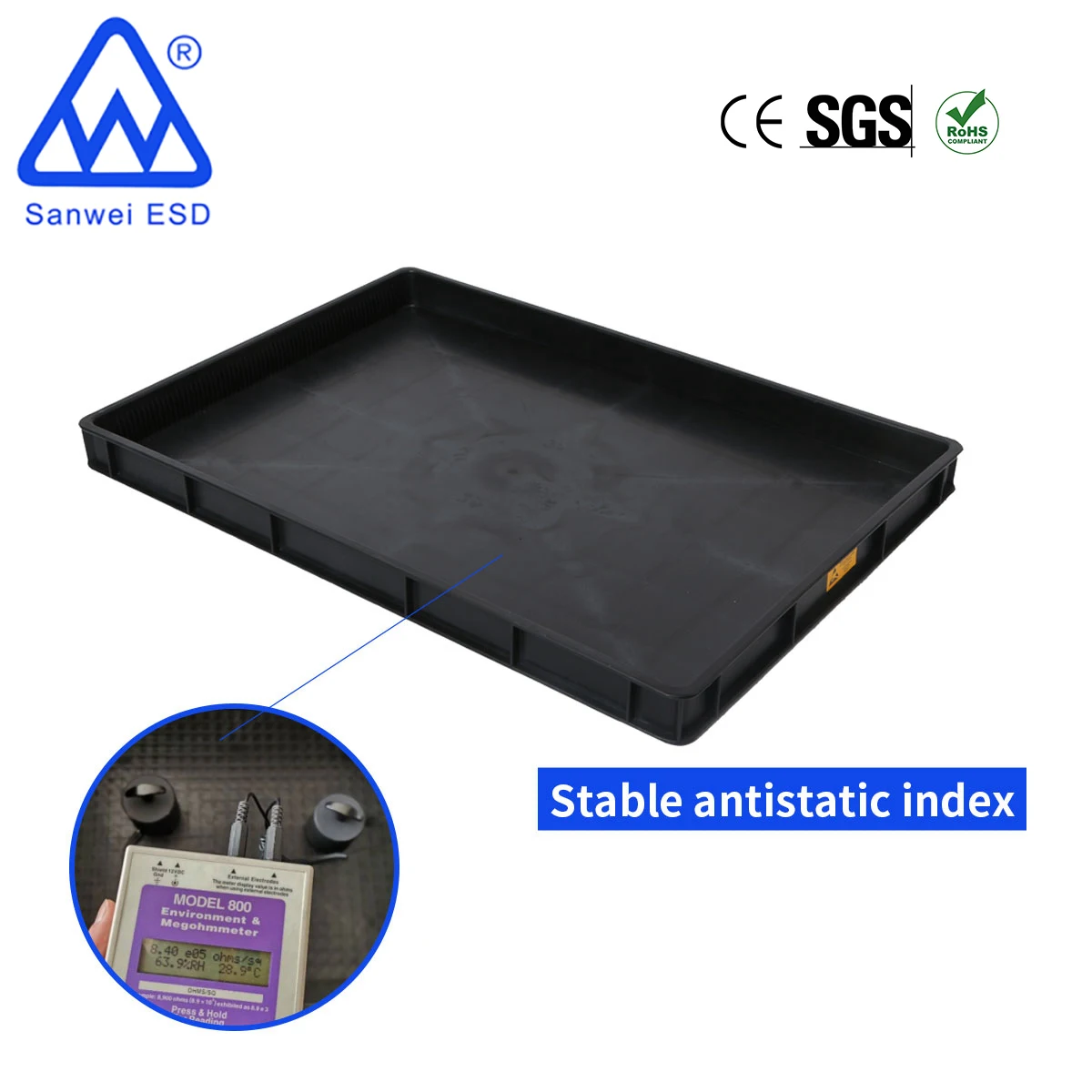 3W-9805115 Antistatic ESD Plastic Packing Tray Black Plastic Electronic ...