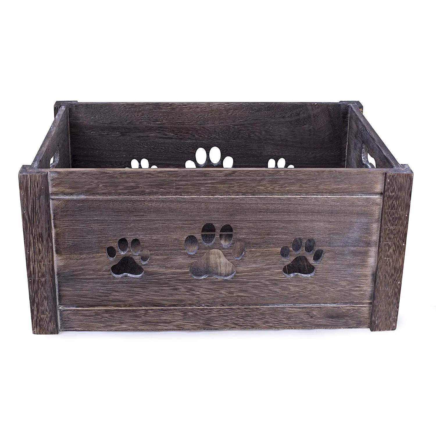 Paw Shaped Cutout Dog Toys Chest Gift Wooden Crate Storage Box - Buy ...