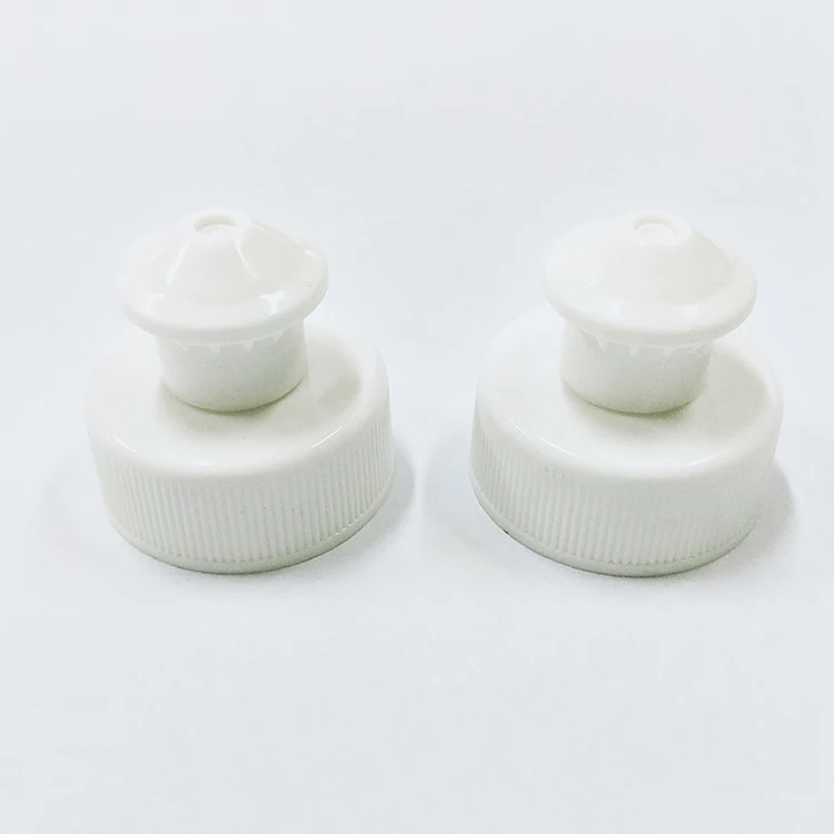 Durable Ribbed White 28/400 Plastic Push Pull Cap Lids