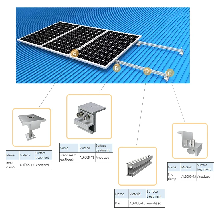 5kw Pv Mounting Solar Panel Brackets Solar Rooftop Aluminium Structure ...