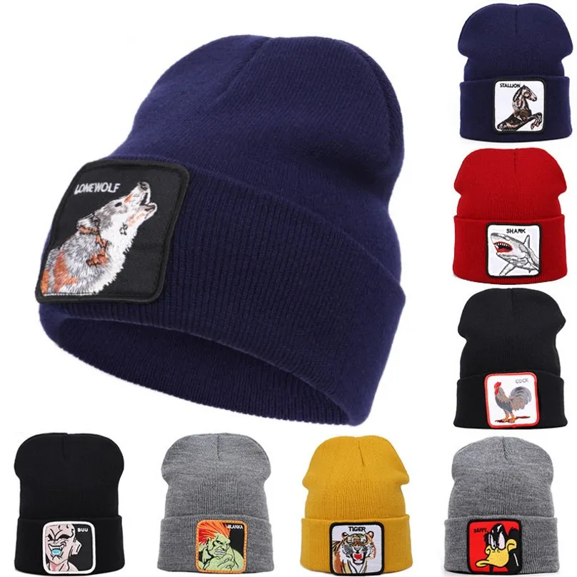 Animal Beanie Men Warm Knitted Winter Hats For Women Gorra Hip Hop ...