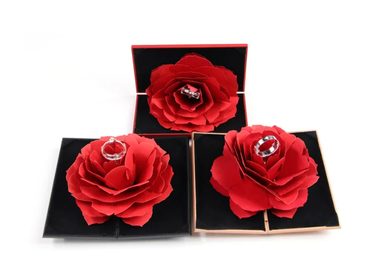 Luxury Red Rose Pop-up Ring Boxes - Perfect for Valentine's
