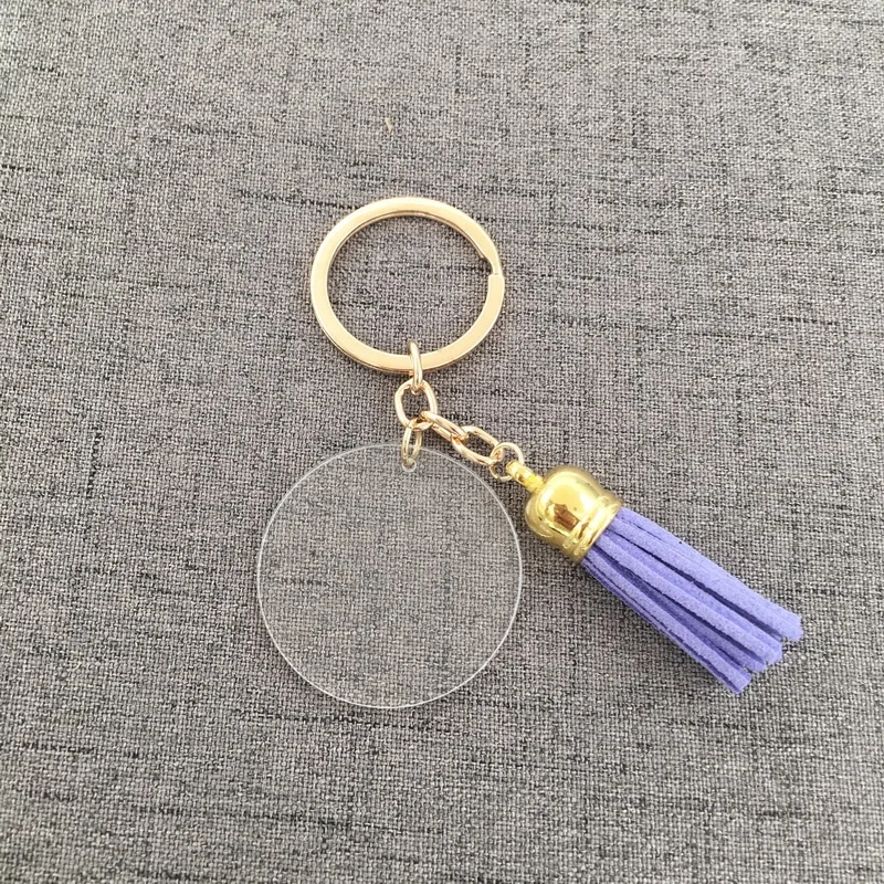 Acrylic Clear Round Keychain With Tassels Lobster Circle Monogram Gold ...