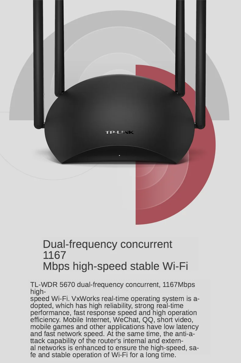 Tp-link Wireless Router 1200M Dual-Frequency 5G Home Wifi