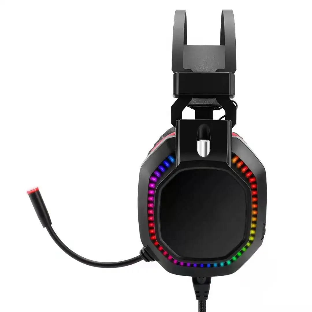 Usb Rgb Noise Cancelling Gaming Headphones With Mic Led Light Over Ear ...