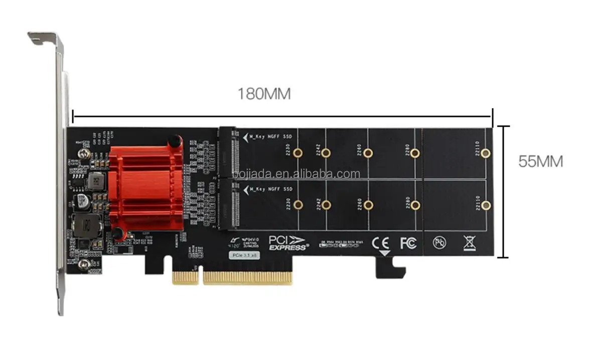 M.2 Ngff Dual Nvme M-key To Pci Express Pci-e 8x Adapter Riser Card ...