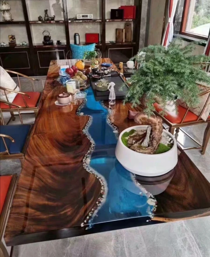 Modern Wood Slab River Table Solid Wood Epoxy Resin Table Top Resin ...
