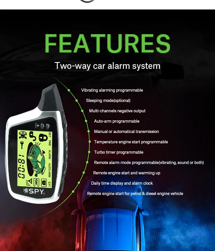 Remote Engine Start 2 Way LCD Remote Starter - Car Alarm System