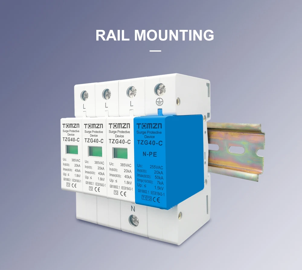 AC SPD 3P+NPE 50KA T1 T2 385V 255V - House Surge Protector