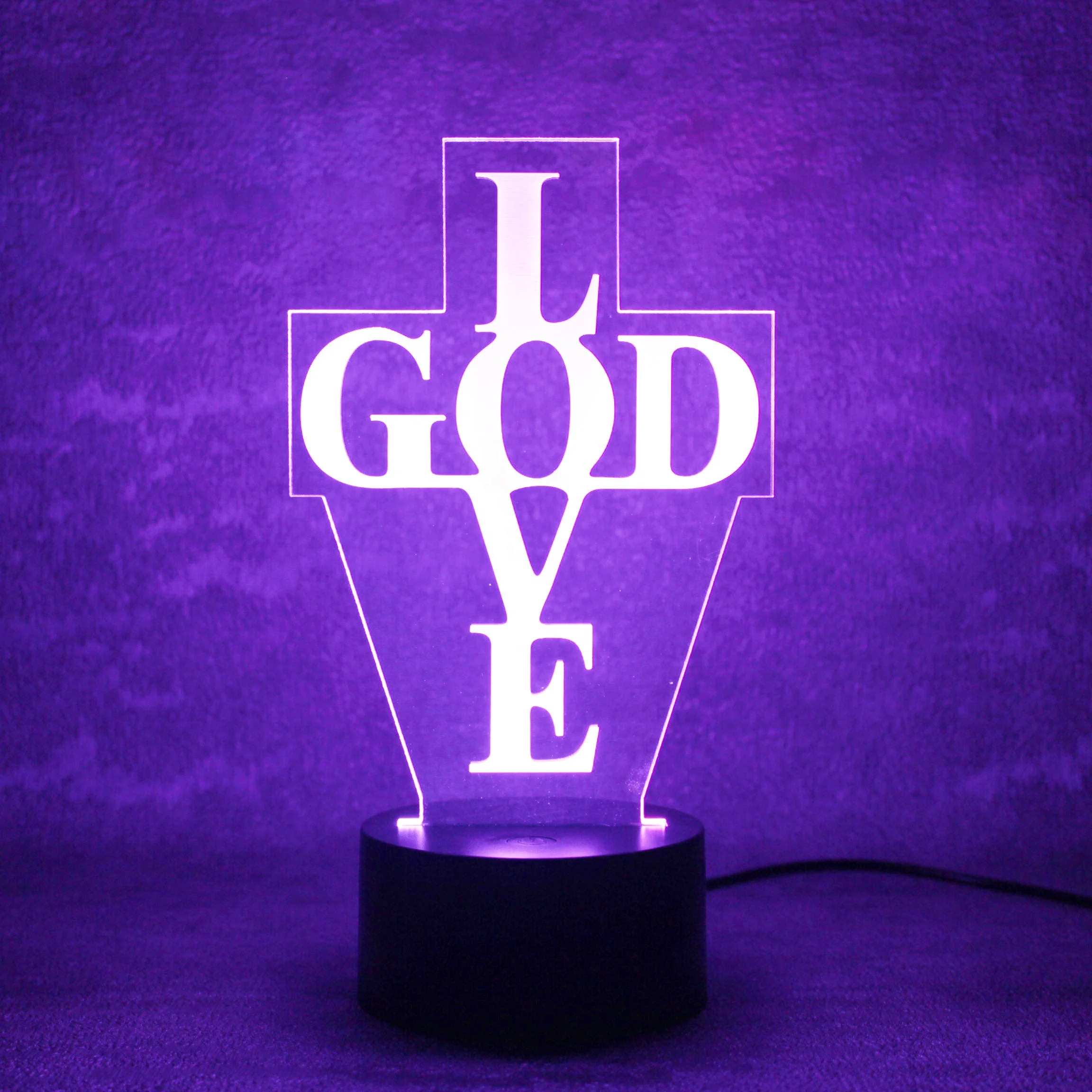 Love 3d Led Light Optical Illusion Lamp God Christian Jesus Christ 7 ...