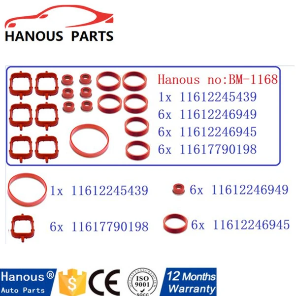 Hanous Auto Parts Intake Manifold Rubber Seal Gasket Housing Set 13pcs ...