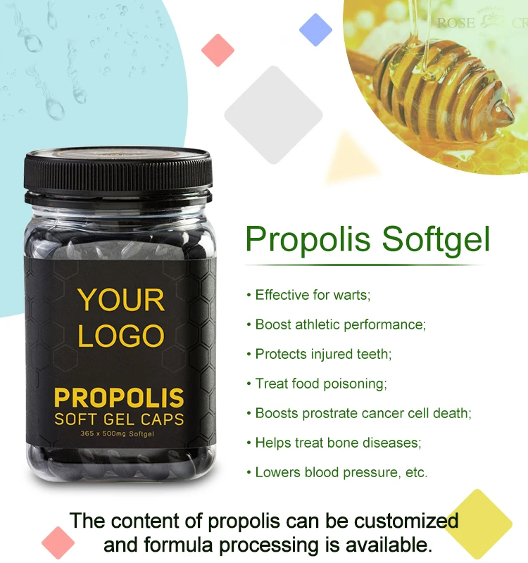 Natural Propolis Royal Jelly Bee Pollen Softgel Bee Propolis Soft ...