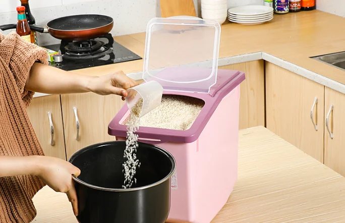 Wholesale 10kg 15kg PP Rice Container with Wheel - Freshness Preservation