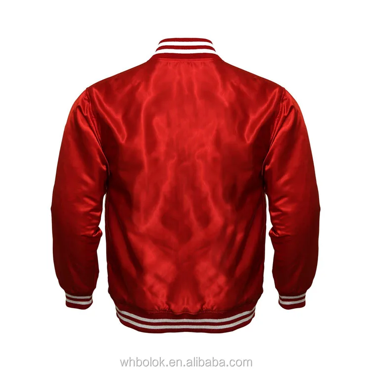 OEM Men's Satin Jacket Varsity Polyester Bomber Biker Raglan Sleeve ...