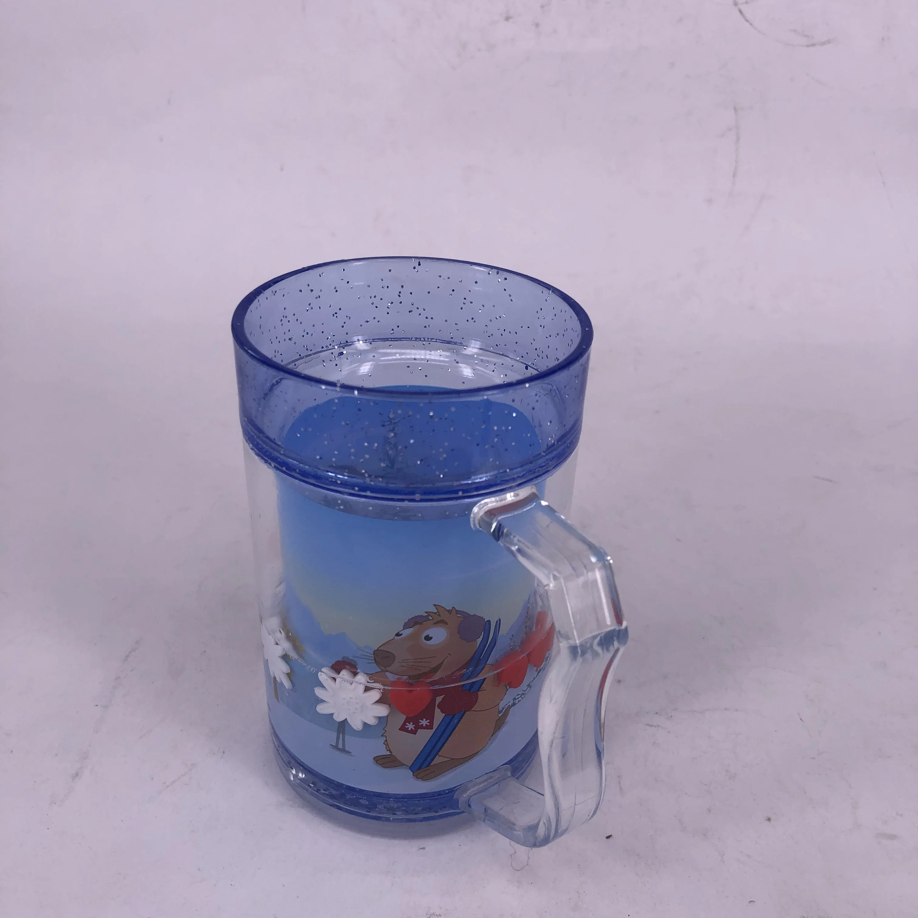 Plastic Double Wall Ice Cup Freezer Mug With Water For Kid With Handle ...