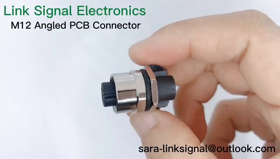 90 Degree Male Female Panel Socket Ip67 M12 Connector 4 Pin Right Angle ...