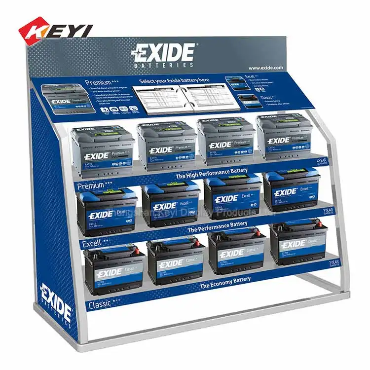 3 Tier Metal Stand Display Battery - Car Battery Display