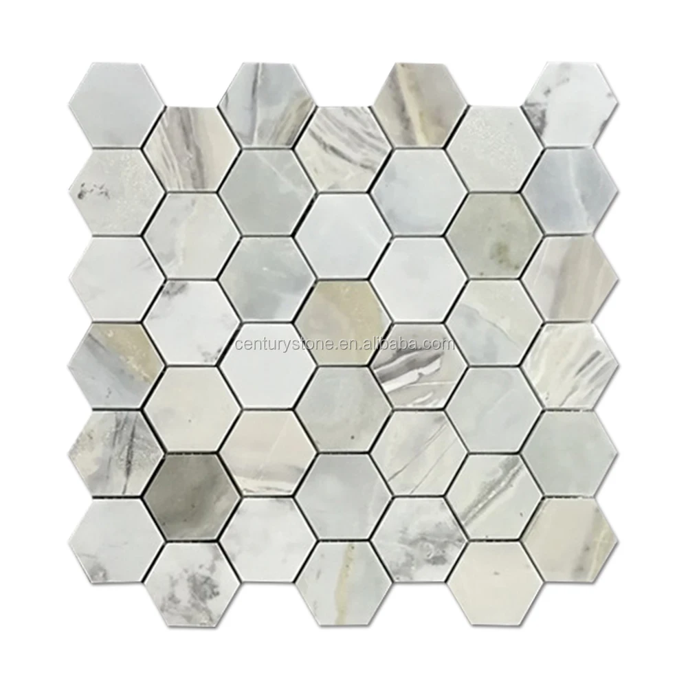 2'' Hexagon Mugwort Blue Marble Mosaic Tile For Floors And Walls - Buy ...