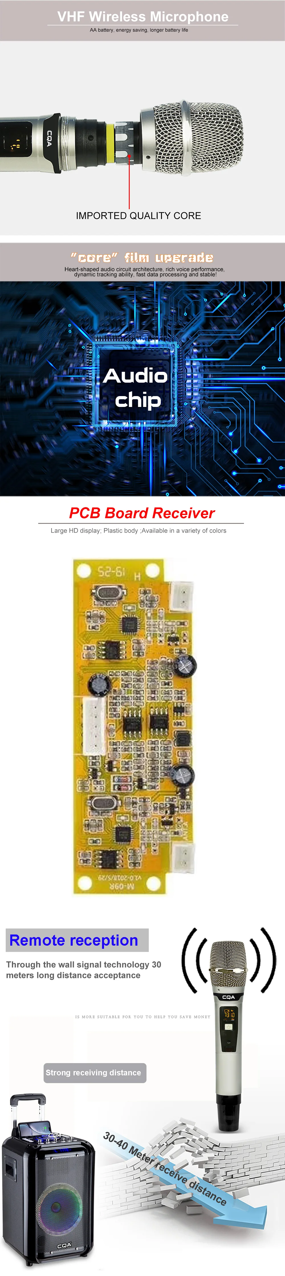 CQA Factory UHF PCB Receiver Mic Board Wireless Microphone