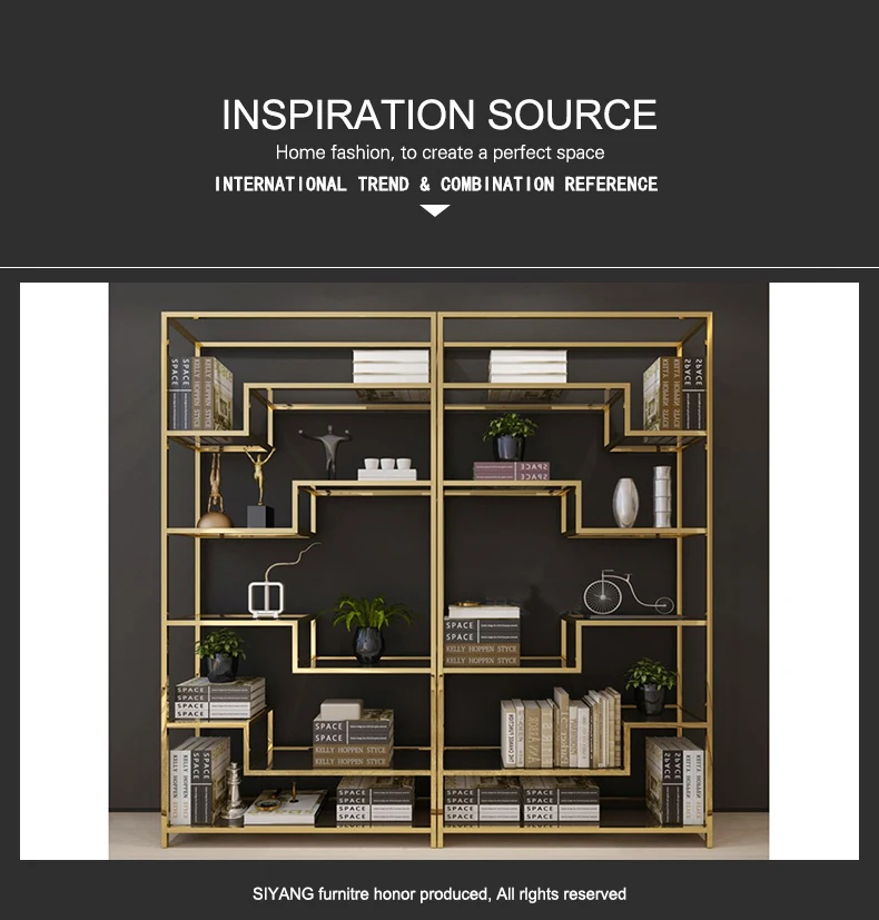 Top Quality Living Room Furniture Rose Gold Bookshelf For House Sj003 ...