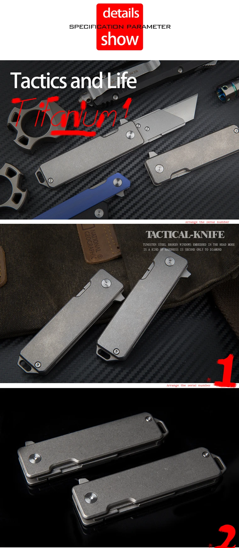 Titanium knife Universal box cutter quick change blades Folding Pocket ...