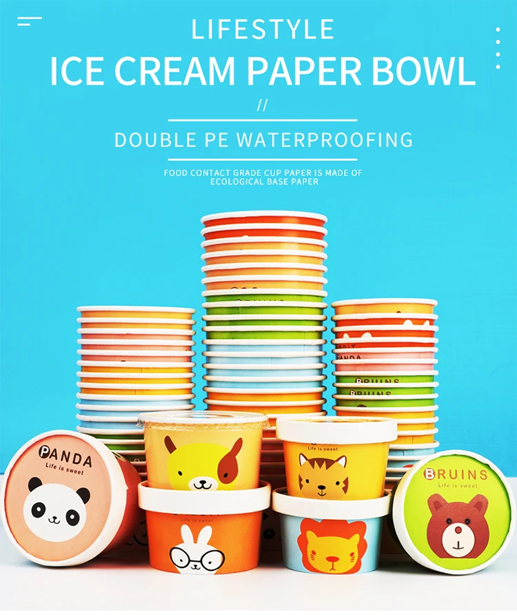 Custom Printed Eco-Friendly 3-20 oz Disposable Cardboard Ice Cream ...