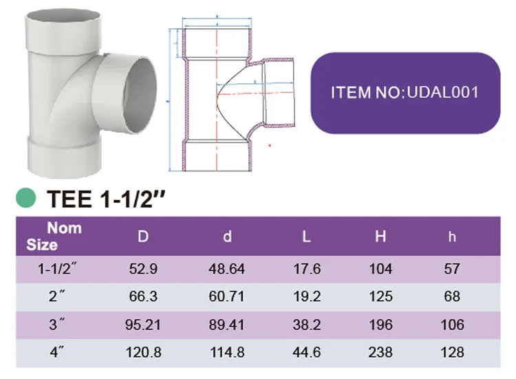 Era Plastic/dwv/drainage Pipe Fittings Nsf Certificate Astm D2665 Pvc Tee,1-1/2"-4",Professional ...