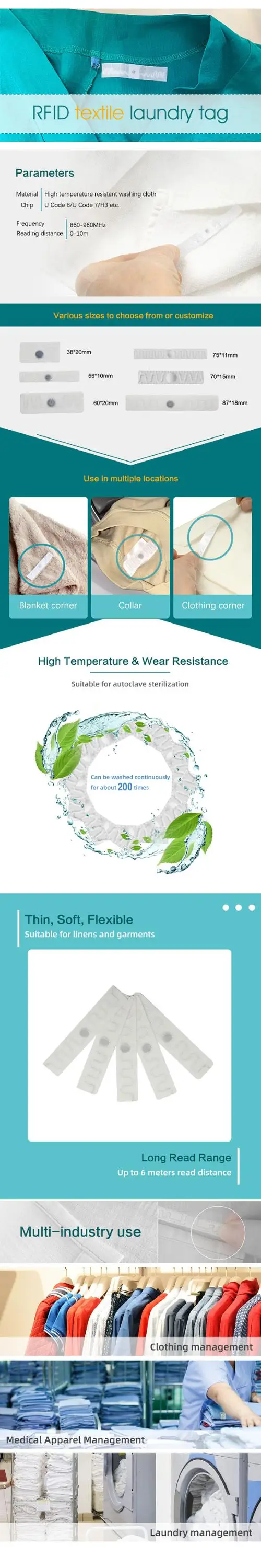 Passive High Temperature Reusable Uhf Rfid Laundry Tag Linen Garment ...