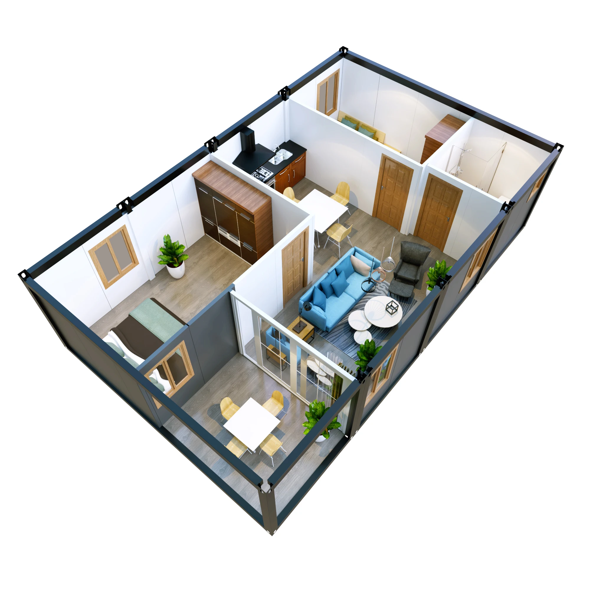 Living Container House with Two Bedrooms - Box Home for Poor People