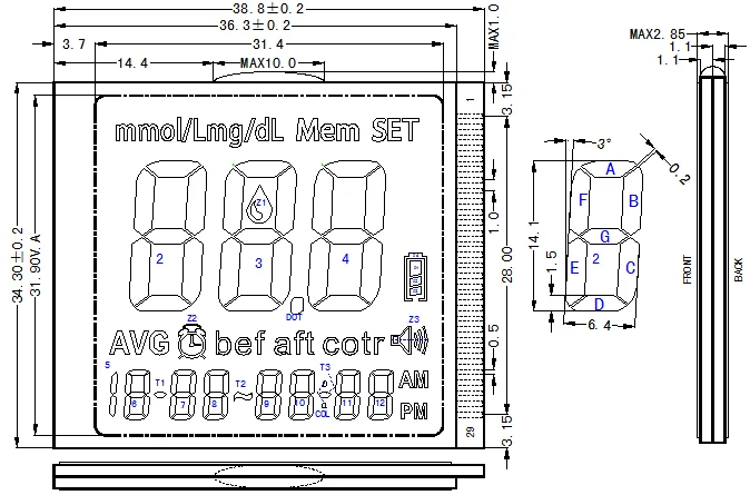 Custom Lcd Glass Display With Zebra Rubber Strip And Pin Connector ...