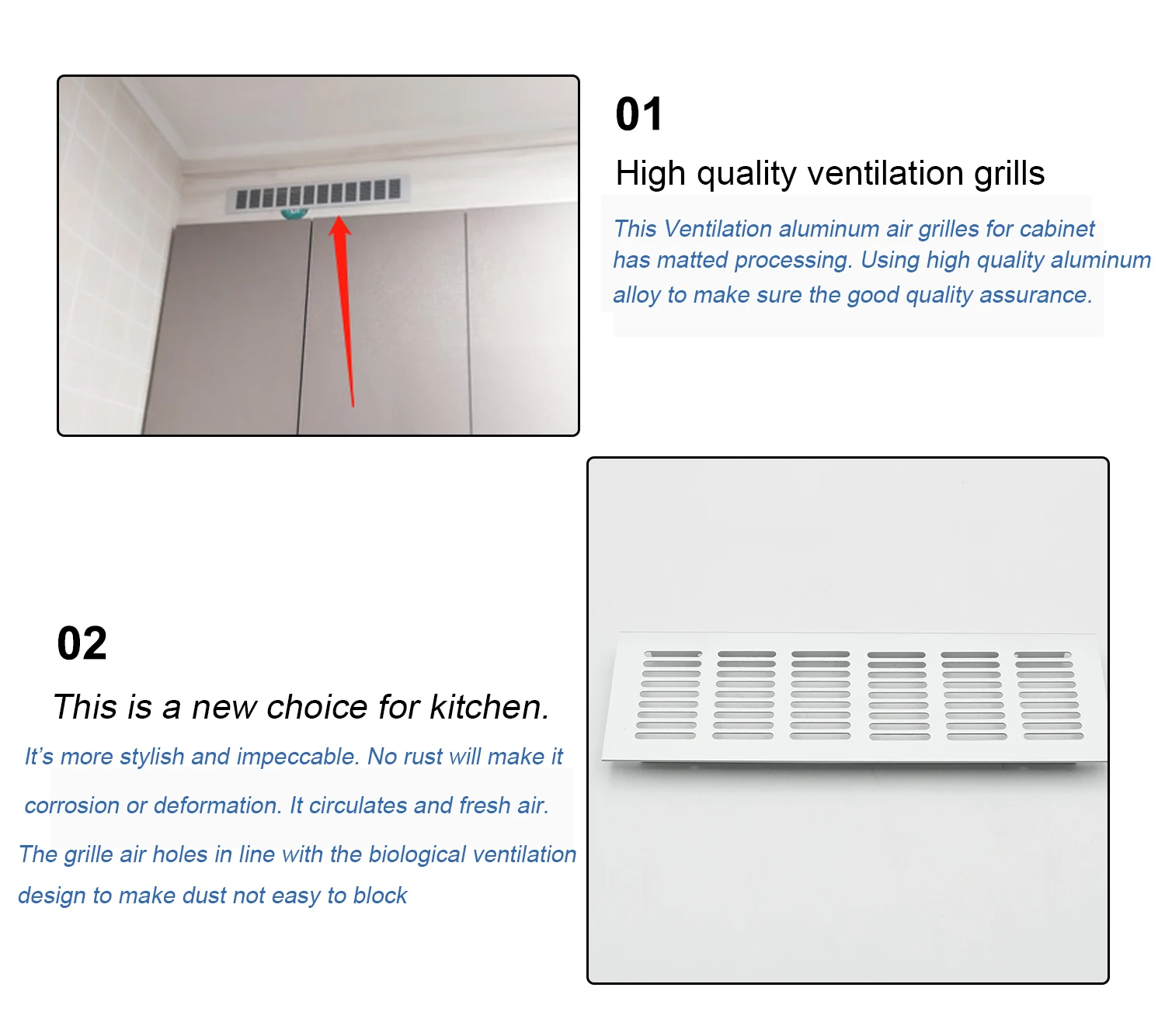 Square Aluminum Ventilation Grille for Kitchen Air Circulation