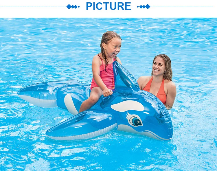 Intex 58523 Lil' Whale Ride-on Inflatable Blue Whale Ride-on Pool Float ...