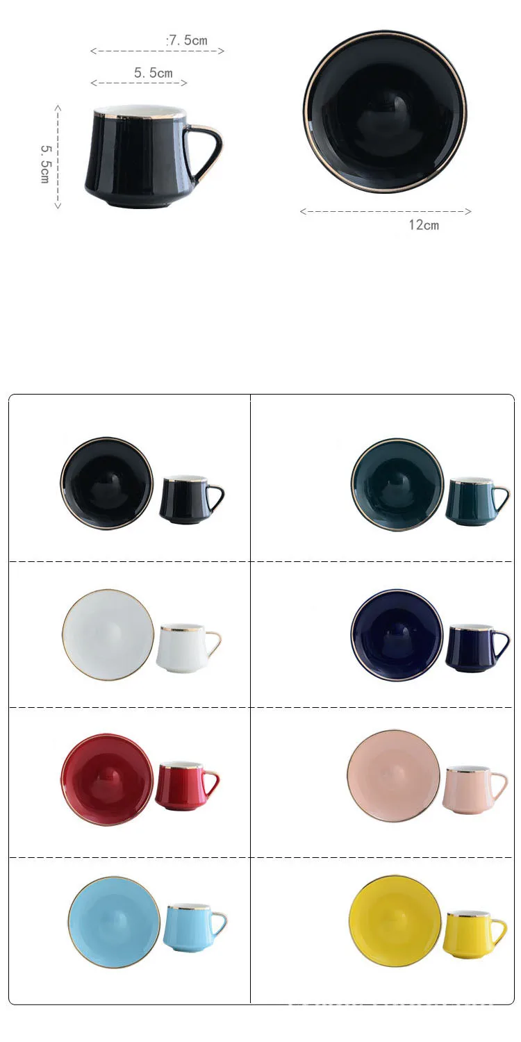 Colorful 100ml &180ml 12pcs Ceramic Espresso Porcelain Cup And Saucer ...