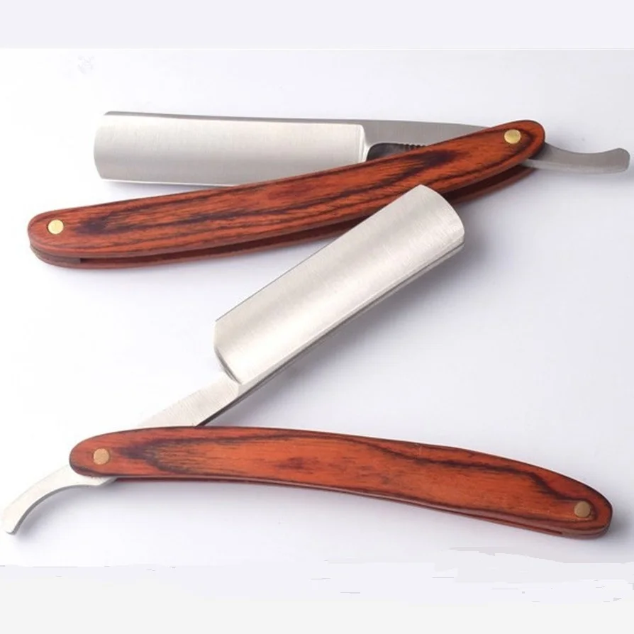 Straight Edge Razor Folding Shaving Wood Handle Knife Barber Beard ...