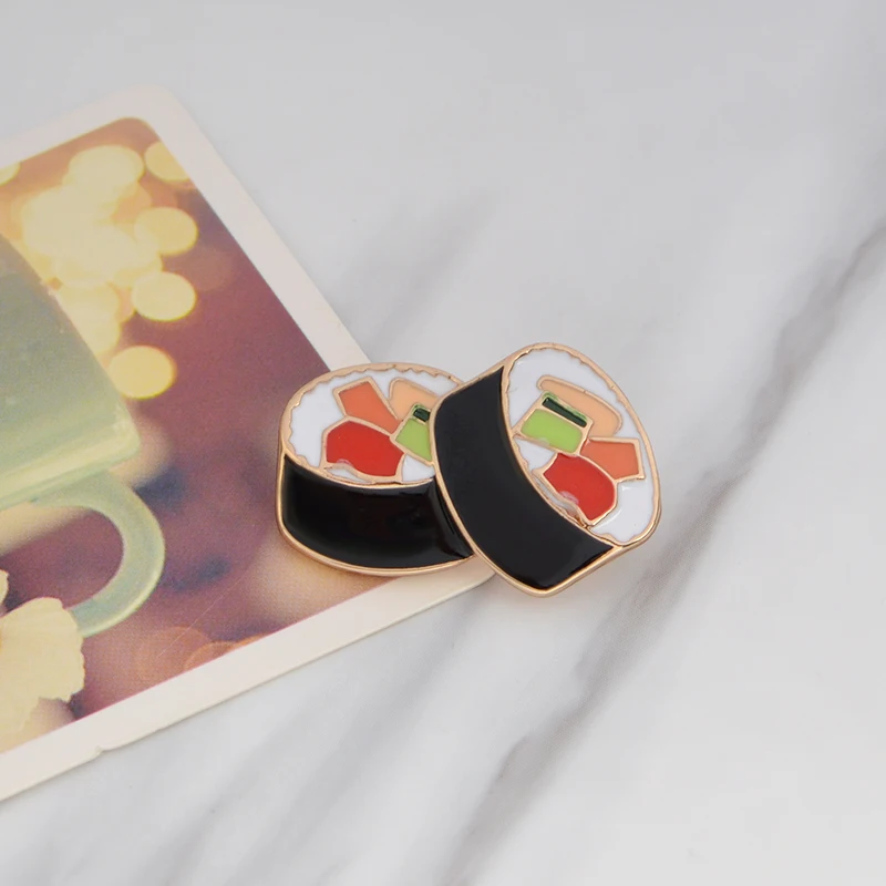 3 Styles Kawaii Salmon Nori Sushi Pin Japanese Food Badges