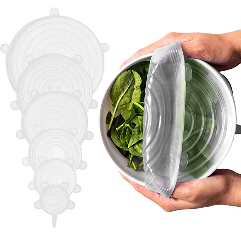 Reusable Round Silicone Stretch Lids Set 6 Pack Multiple Sizes Size ...