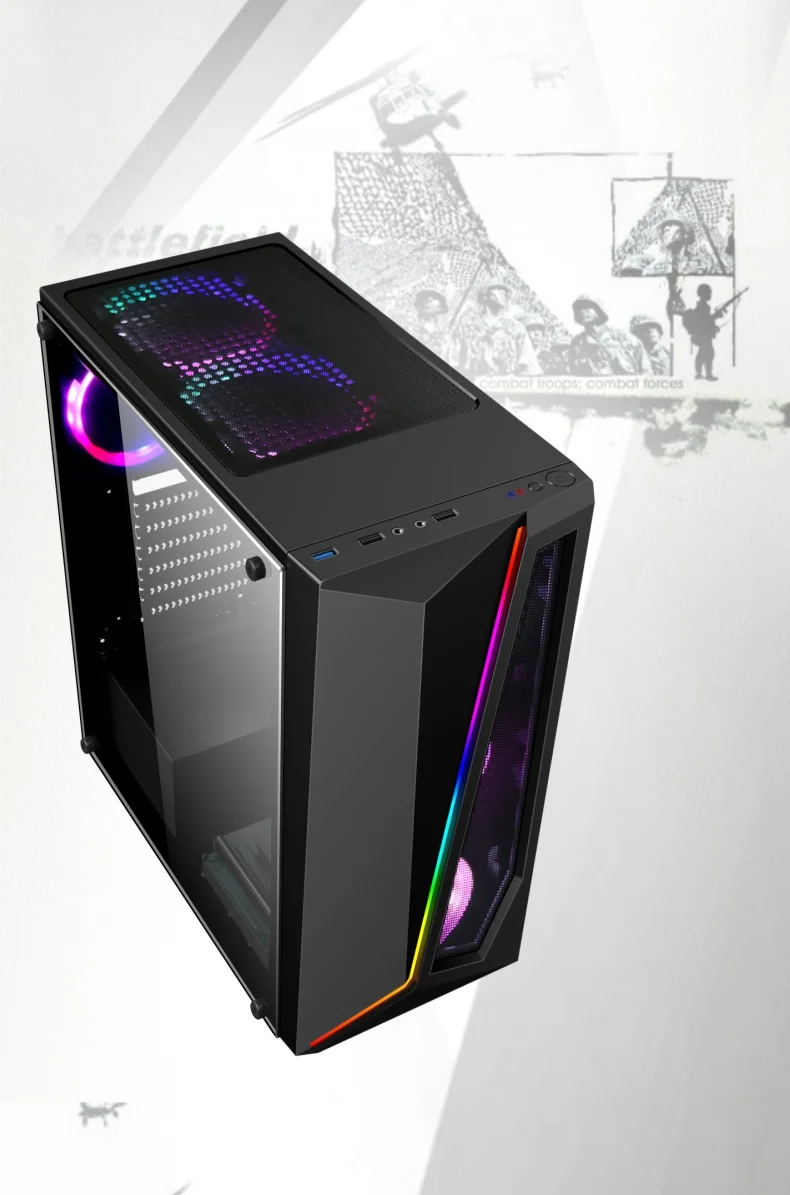 Atx Case Gamer Tempered Glass Atx Gaming Case Computer Case With Rgb ...