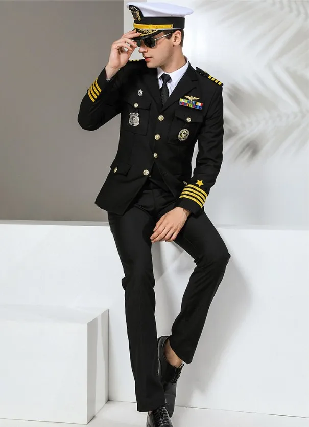 Officer Chief Commander White Royal Merchant Officer Uniform with Badge