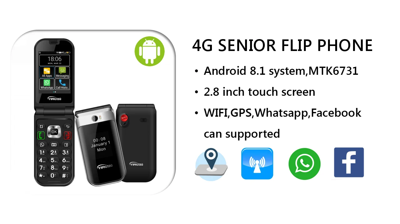 4g Lte Folding Keypad Mobile Phone 2.8 Inch Touch Screen Senior Flip ...