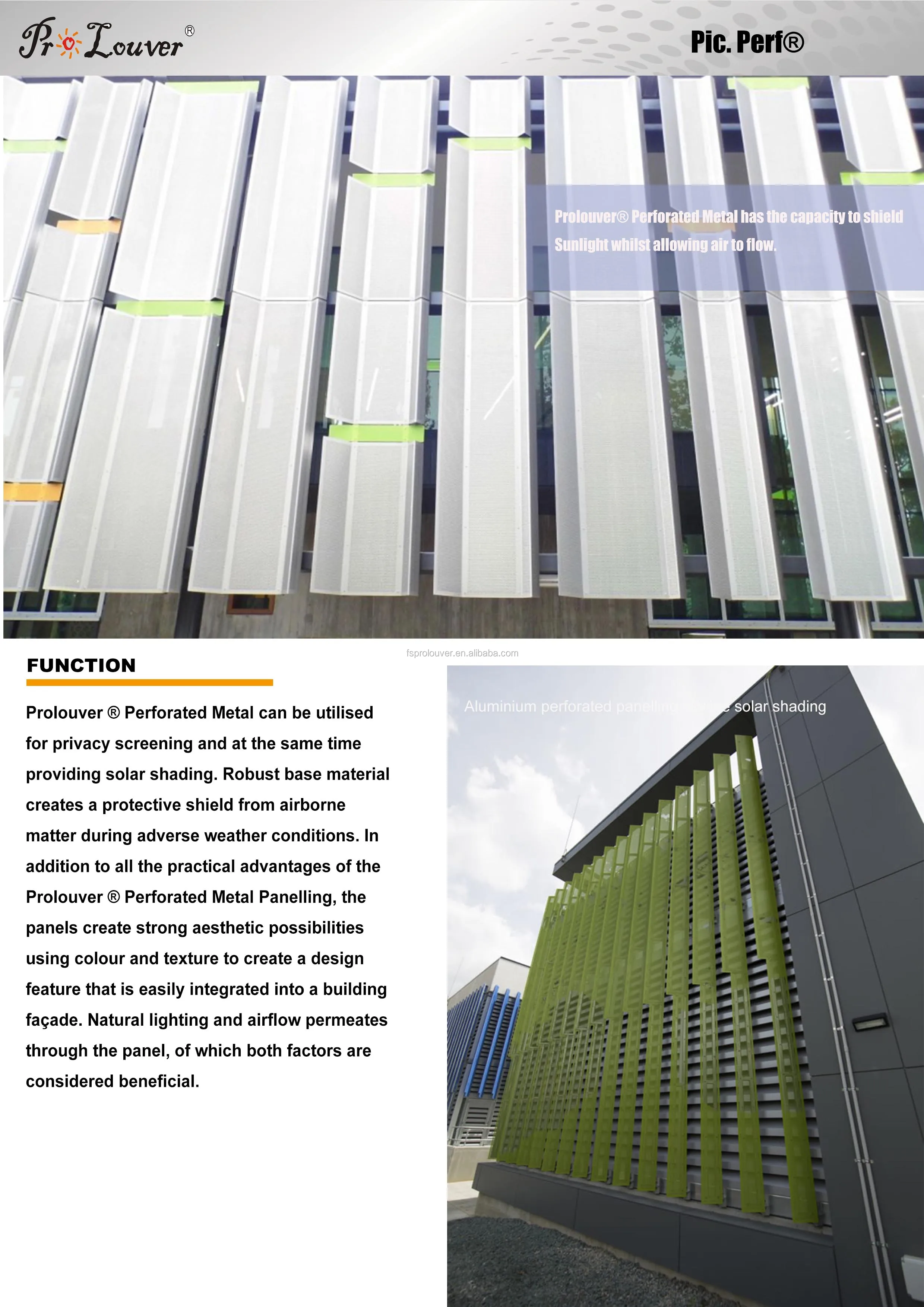 Aluminium Perforation Screen Fins for Sun Shading - PROLOUVER