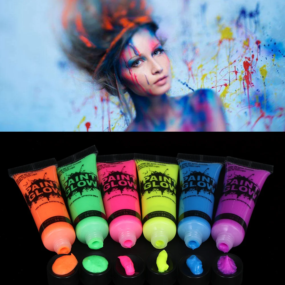 Glow In Dark Body Paint Body&face Glow Backlight Neon Fluorescent Set ...
