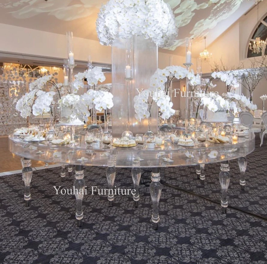 Acrylic Clear Serpentine Plastic Dining Wedding Round Table - Buy ...