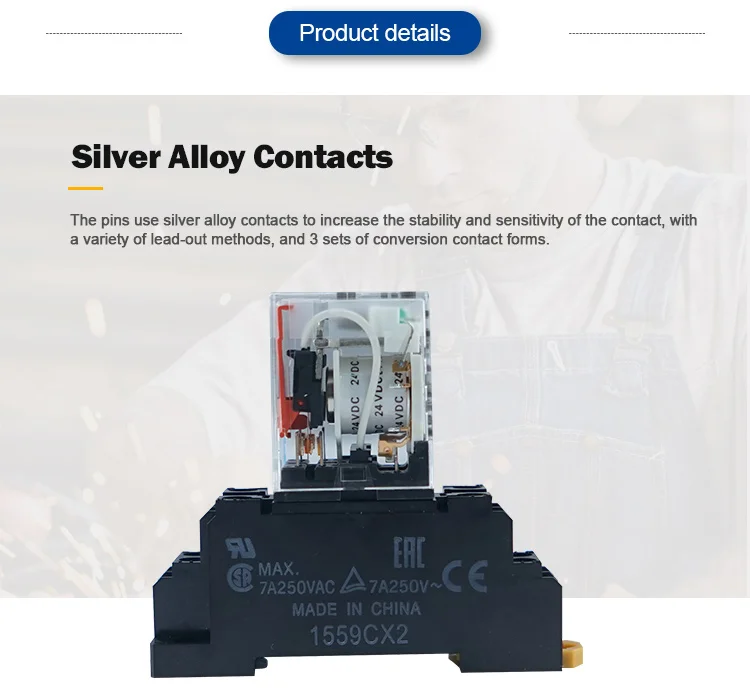 2NO 2NC Intermediate Relays 24VDC for Industrial Automation