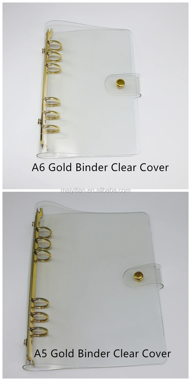 Refillable Journal Binder Covers - Clear Glitter PVC