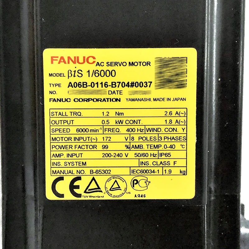 Fanuc New Original Ac Servo Motor A06b-0116-b704#0037 - Buy A06b-0116 ...