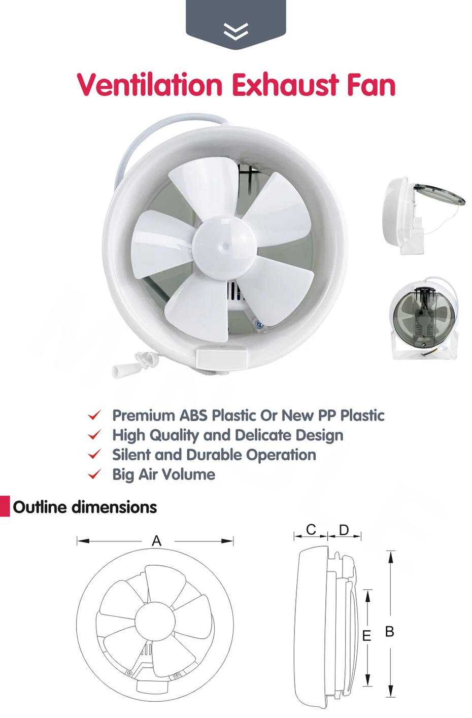 6inch Premium Low Noise Round Circular Ventilation Exhaust Fan - Buy 6 ...