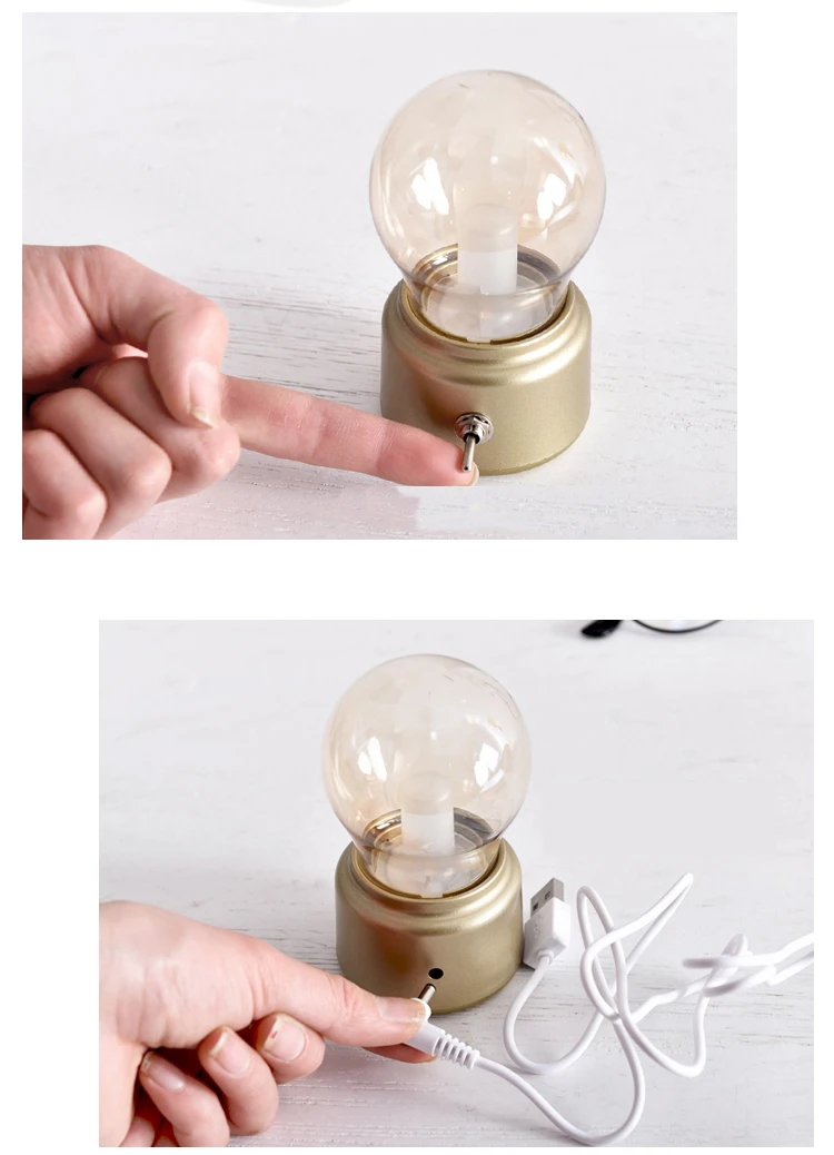 Retro Usb Rechargeable Desk Lamp Mini Desk Dc 5v 200mah Battery Decor ...