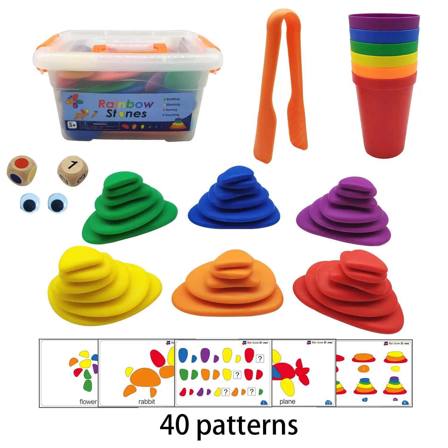 Rainbow Plastic Stacking Toy Pebbles Counting Bear - Sorting And ...